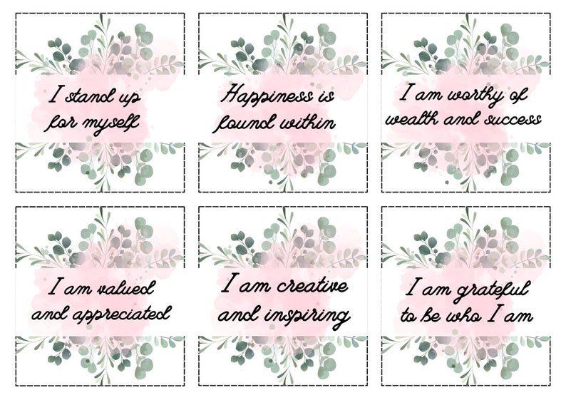Printable Affirmation Cards for Self Love and Anxiety, Good for Mental ...