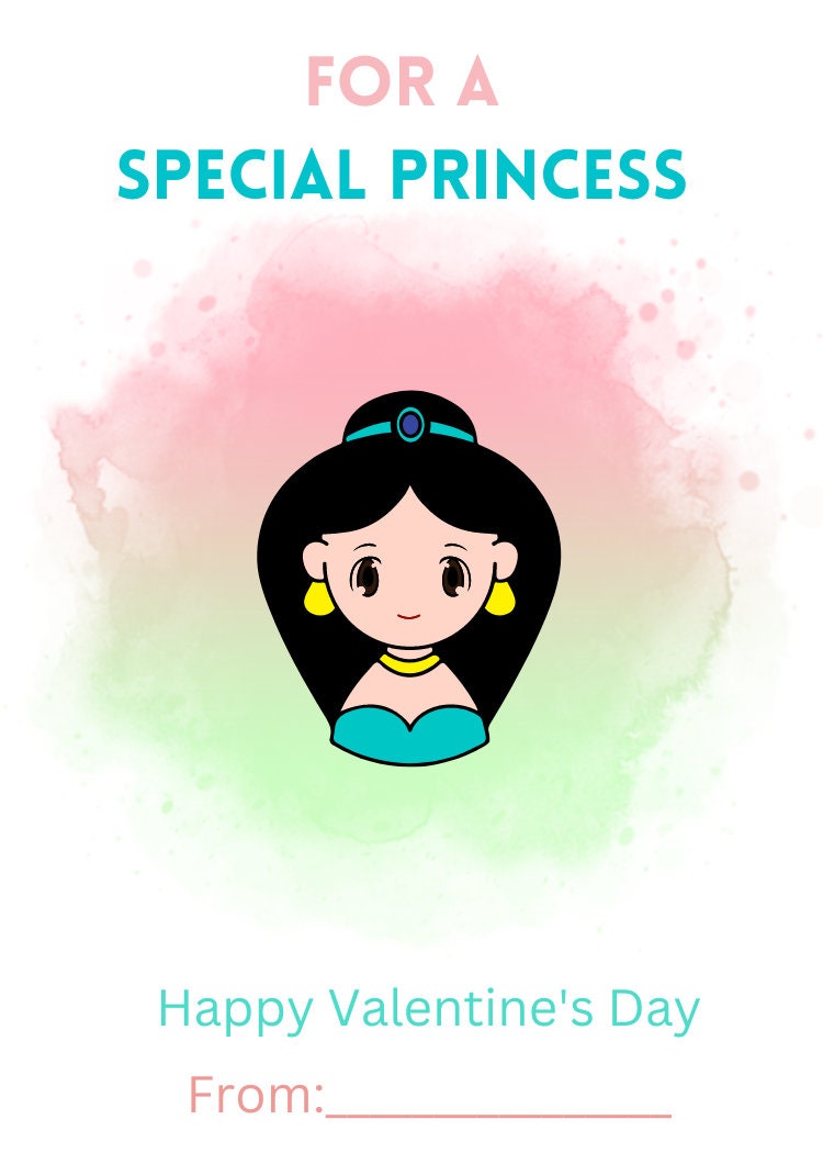 Princess Valentines Day Card, Digital Valentines Cards for Kids ...