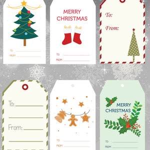 Christmas Tags , Gift Tags, Print Your Own, Digital Gift Tags, Merry ...