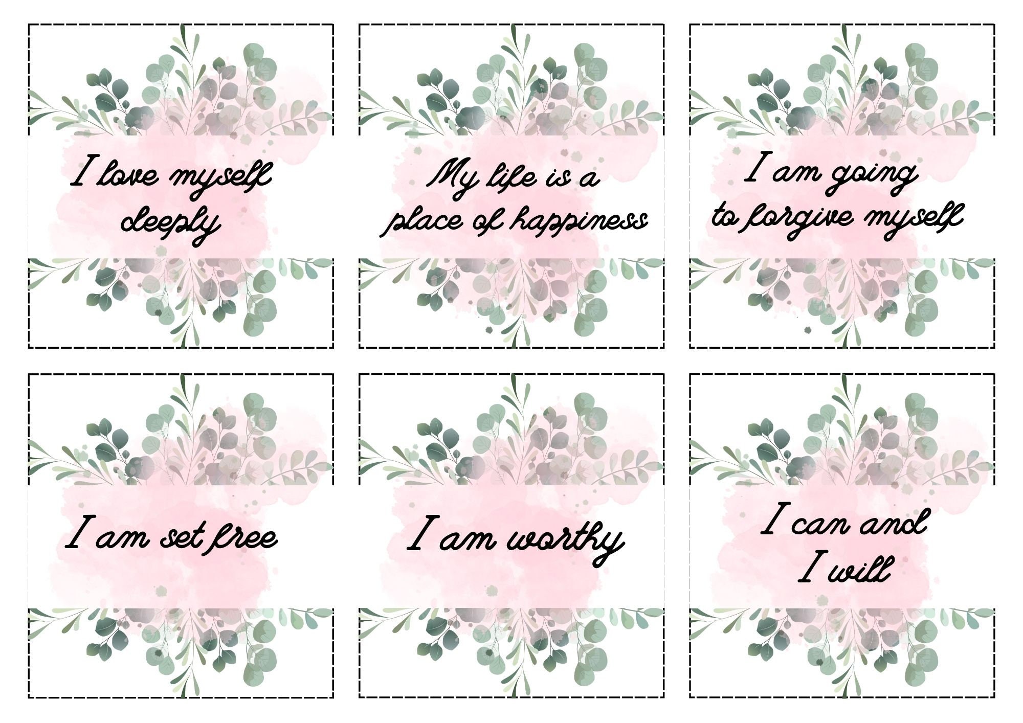 Printable Affirmation Cards for Self Love and Anxiety, Good for Mental ...