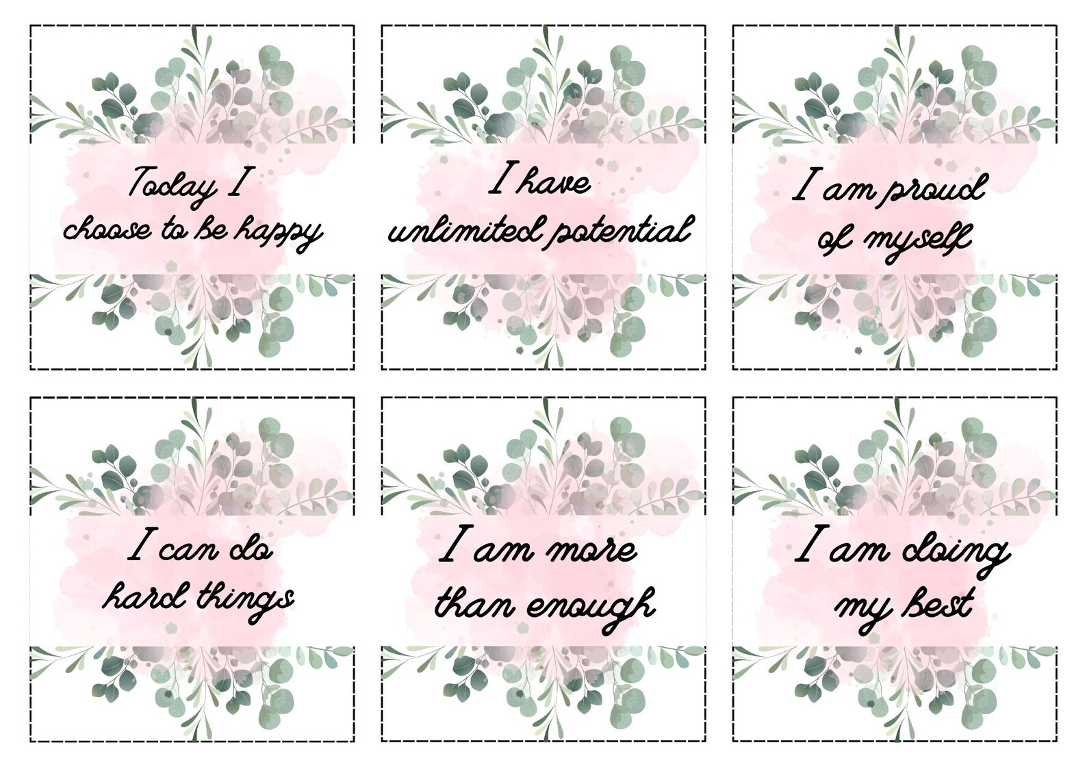 Printable Affirmation Cards for Self Love and Anxiety, Good for Mental ...