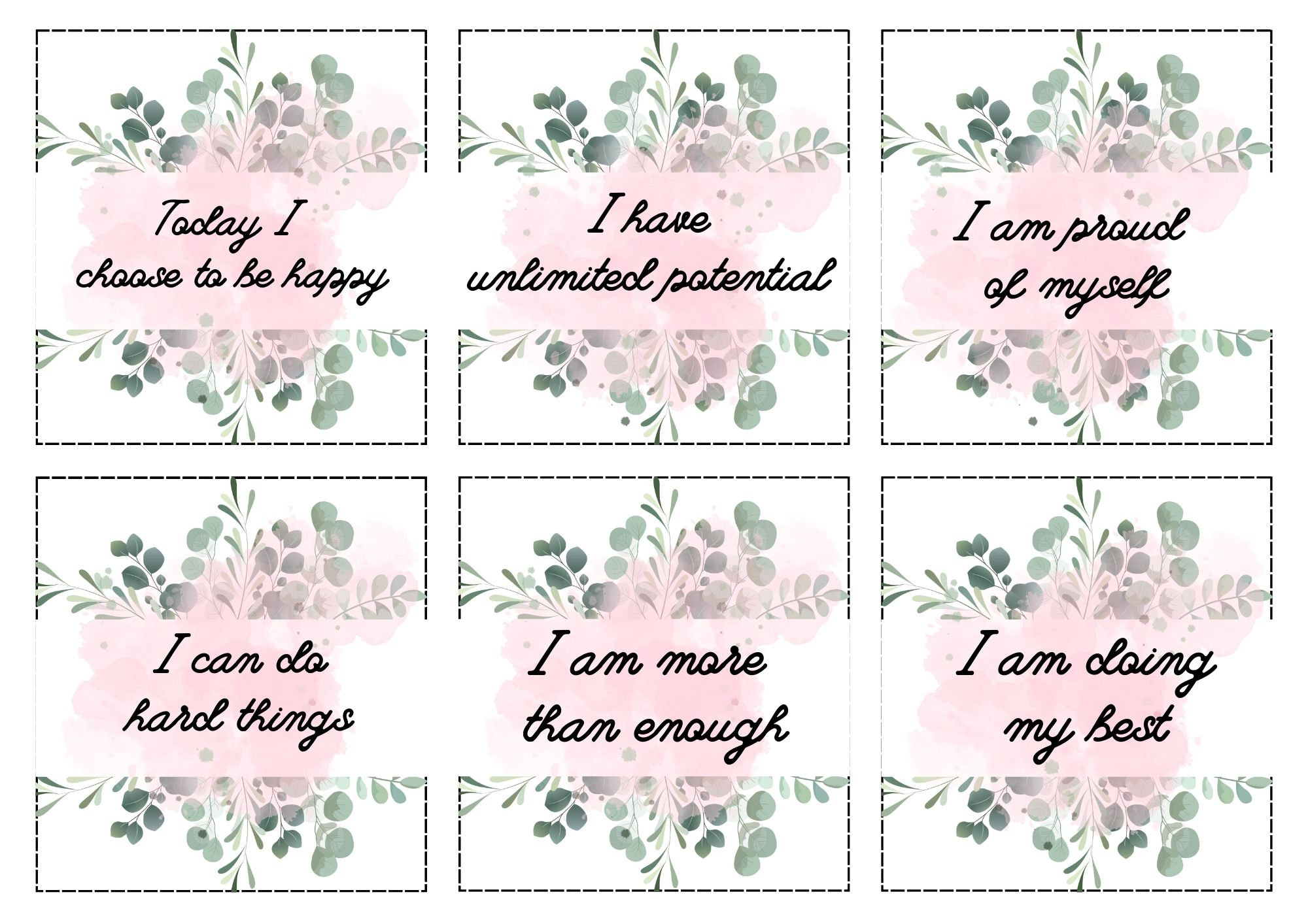 Printable Affirmation Cards for Self Love and Anxiety, Good for Mental ...
