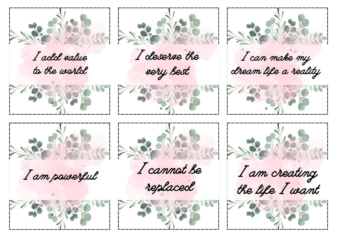 Printable Affirmation Cards for Self Love and Anxiety, Good for Mental ...