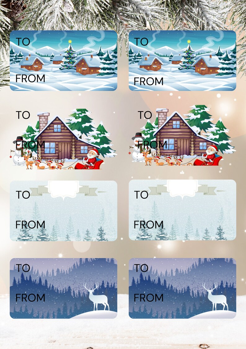 CHRISTMAS 2024 Printable Gift Tags, Instant Download, Digital Christmas ...