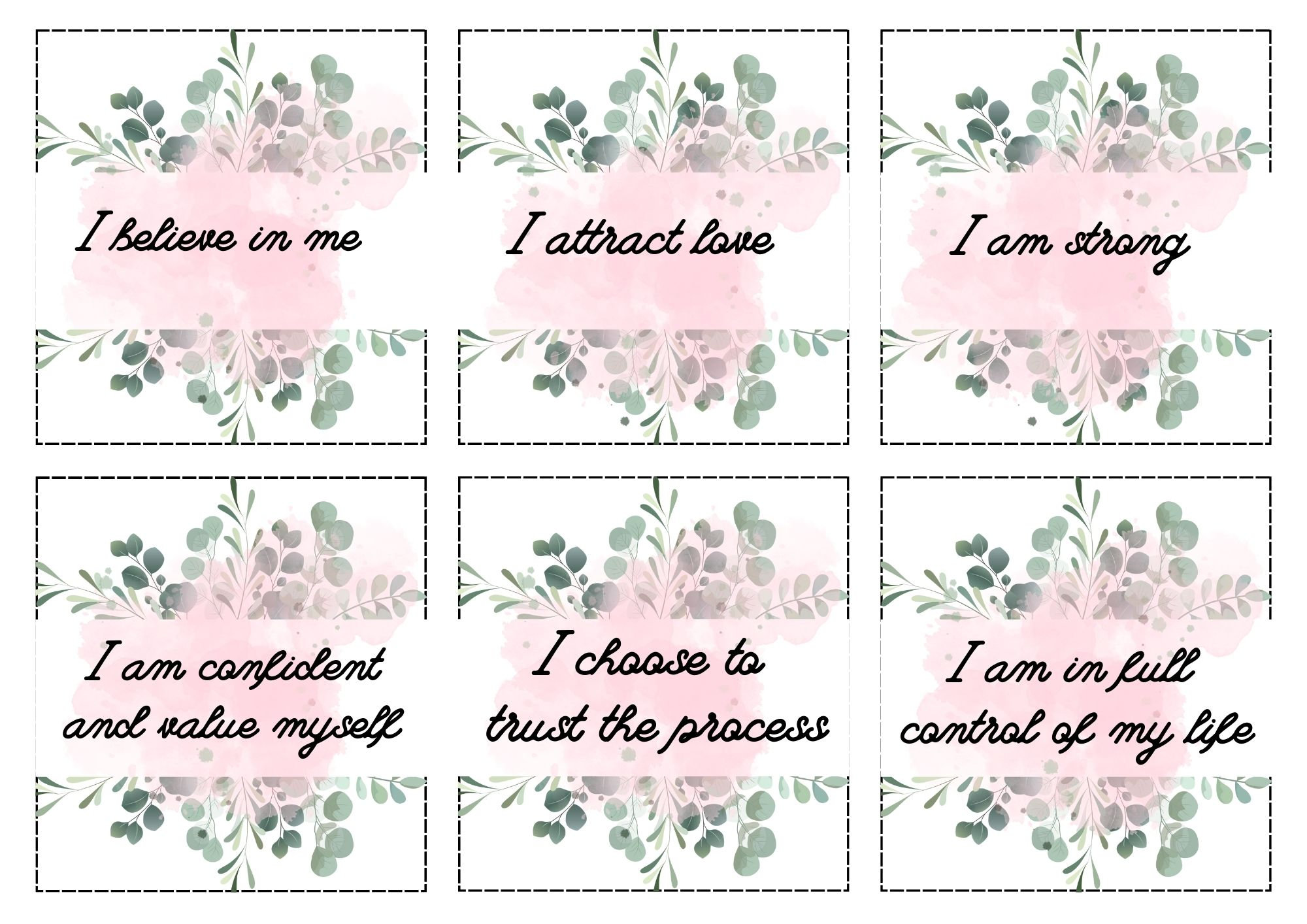 Printable Affirmation Cards for Self Love and Anxiety, Good for Mental ...