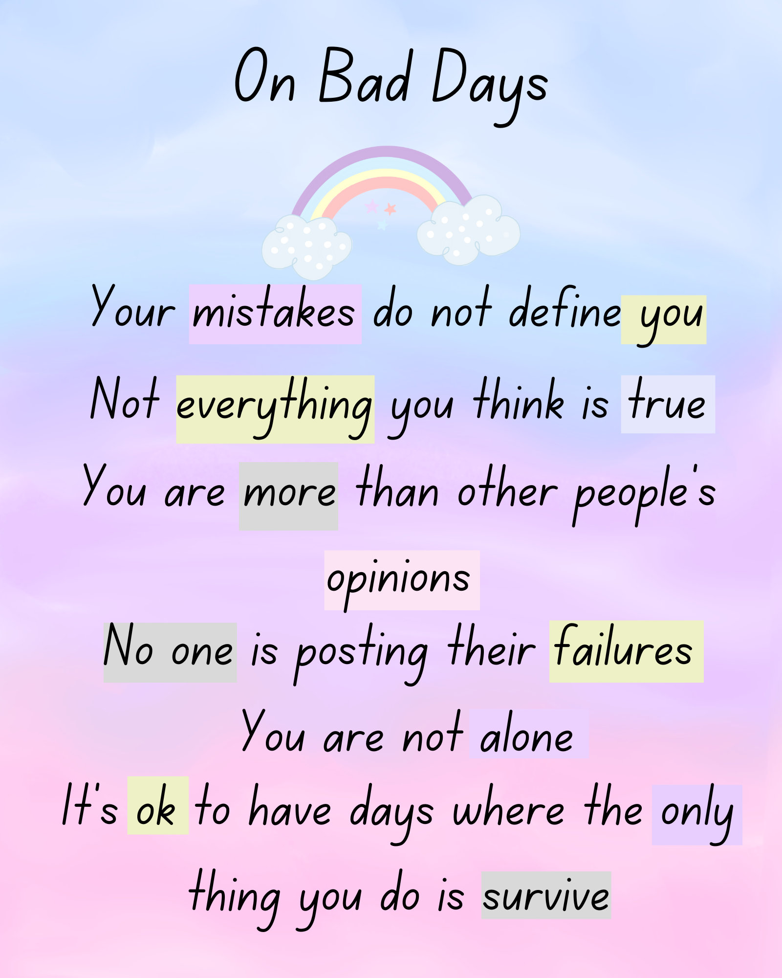 On Bad Days, Mental Health, Motivational Poster, Wall Art Prints, Quote ...