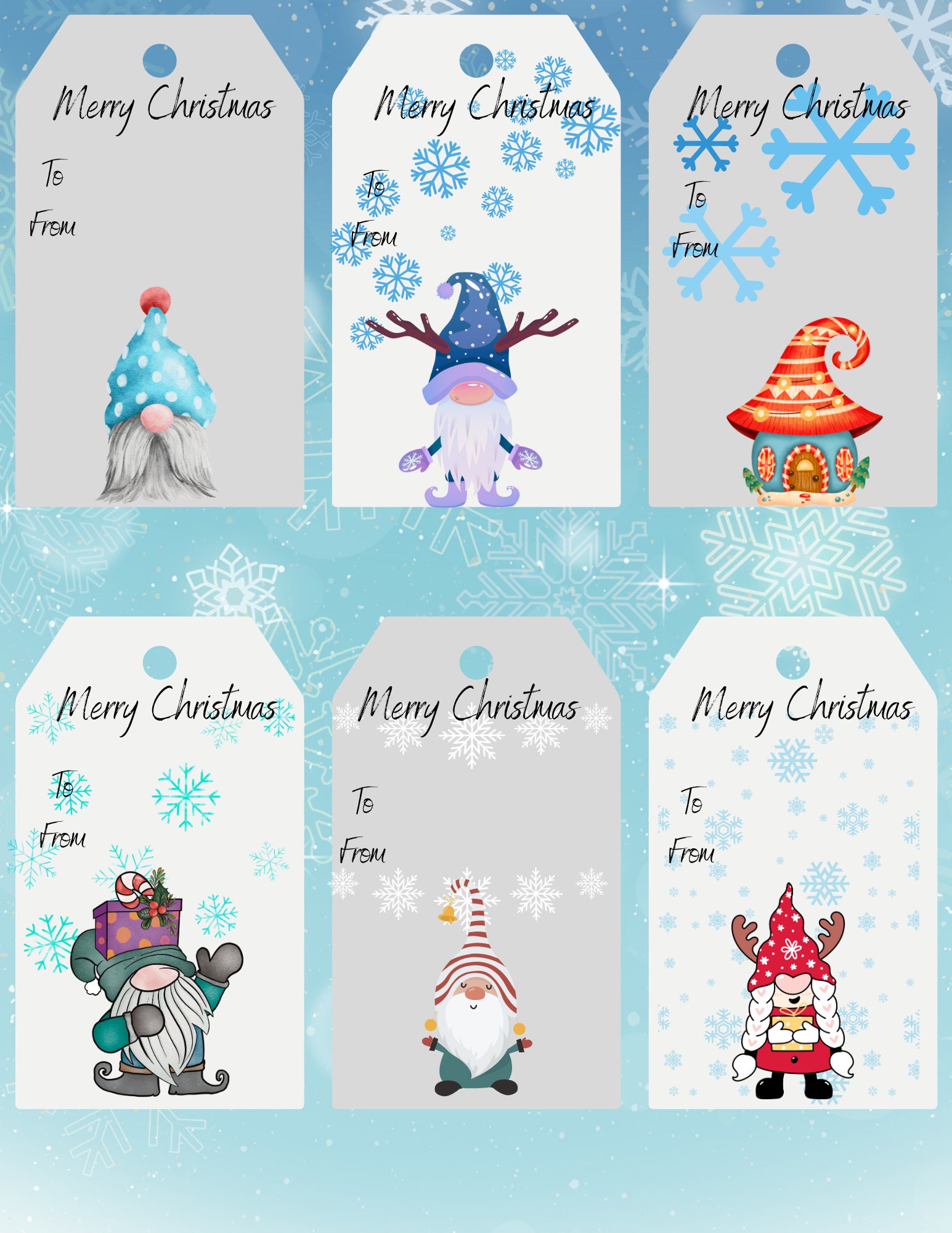 Gnome Gift Tags, Christmas Gnomes Gift Tags, Digital Gnome Tags ...
