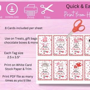 Gnome Valentine Cards, Printable Valentines Cards, Digital Gnomes ...