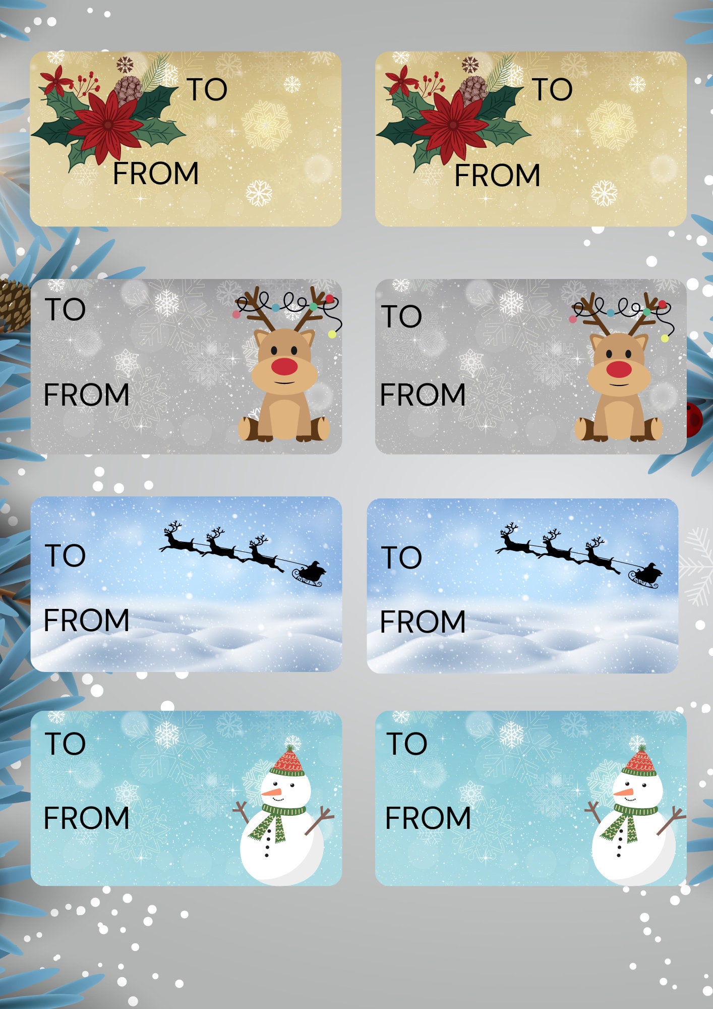 CHRISTMAS 2024 Printable Gift Tags, Instant Download, Digital Christmas ...