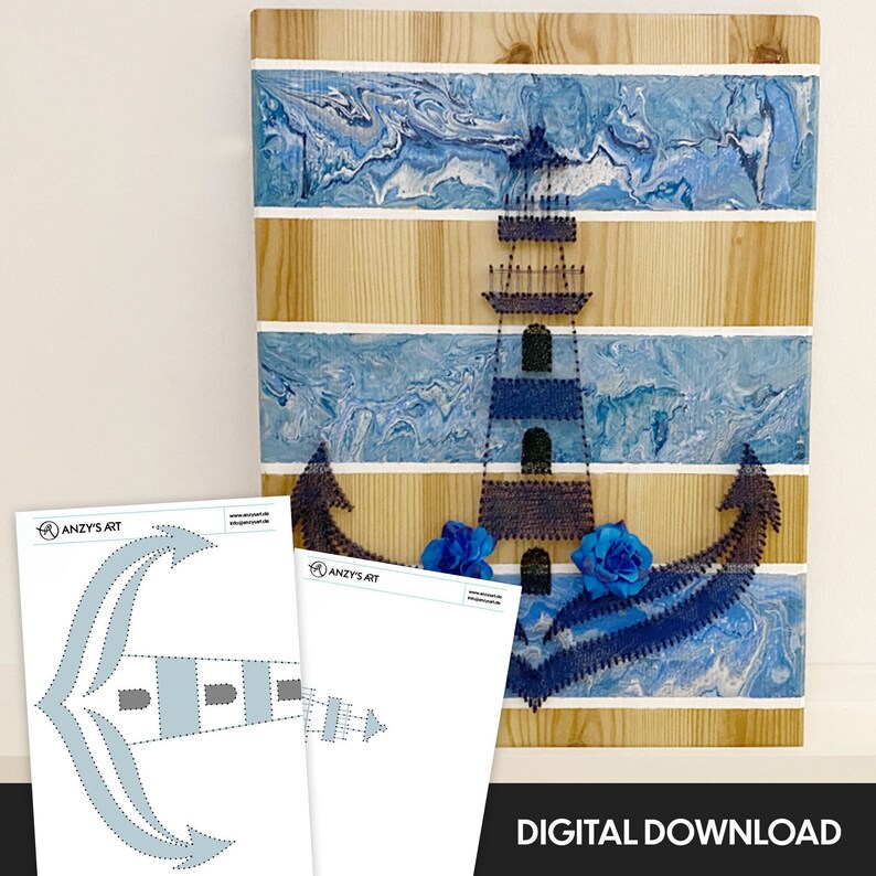 Anchor Lighthouse - DIY String Art Pattern - Etsy