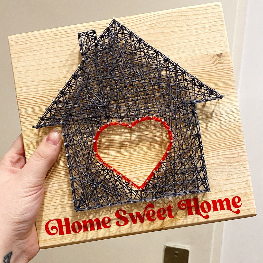 Home Sweet Home House - DIY String Art Pattern, Create Thread Art ...