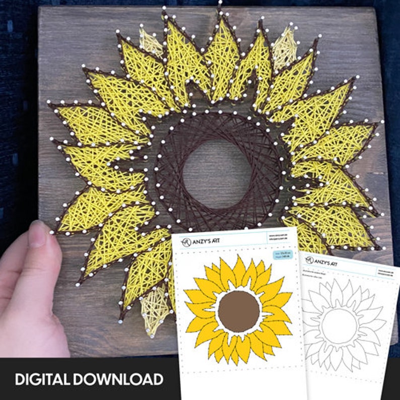 Sunflower - DIY String Art Pattern, Create Thread Art, Spring and Summer Craft, Home Decor - Etsy
