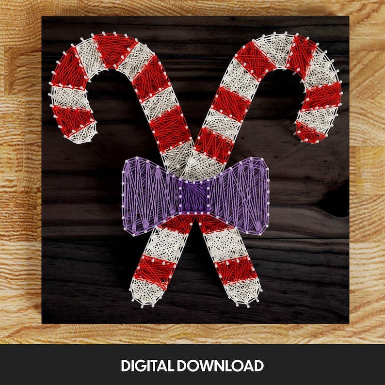 Candy Cane String Art Template – DIY Christmas Decor | Digital Download ...