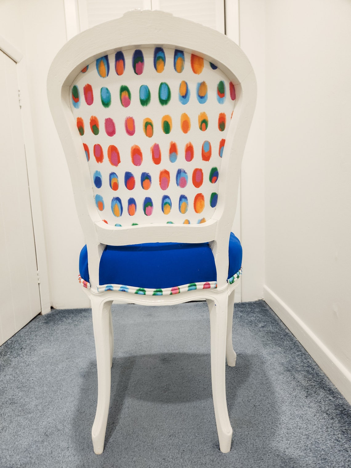 Sassy Blue and Spotted Chair - Etsy
