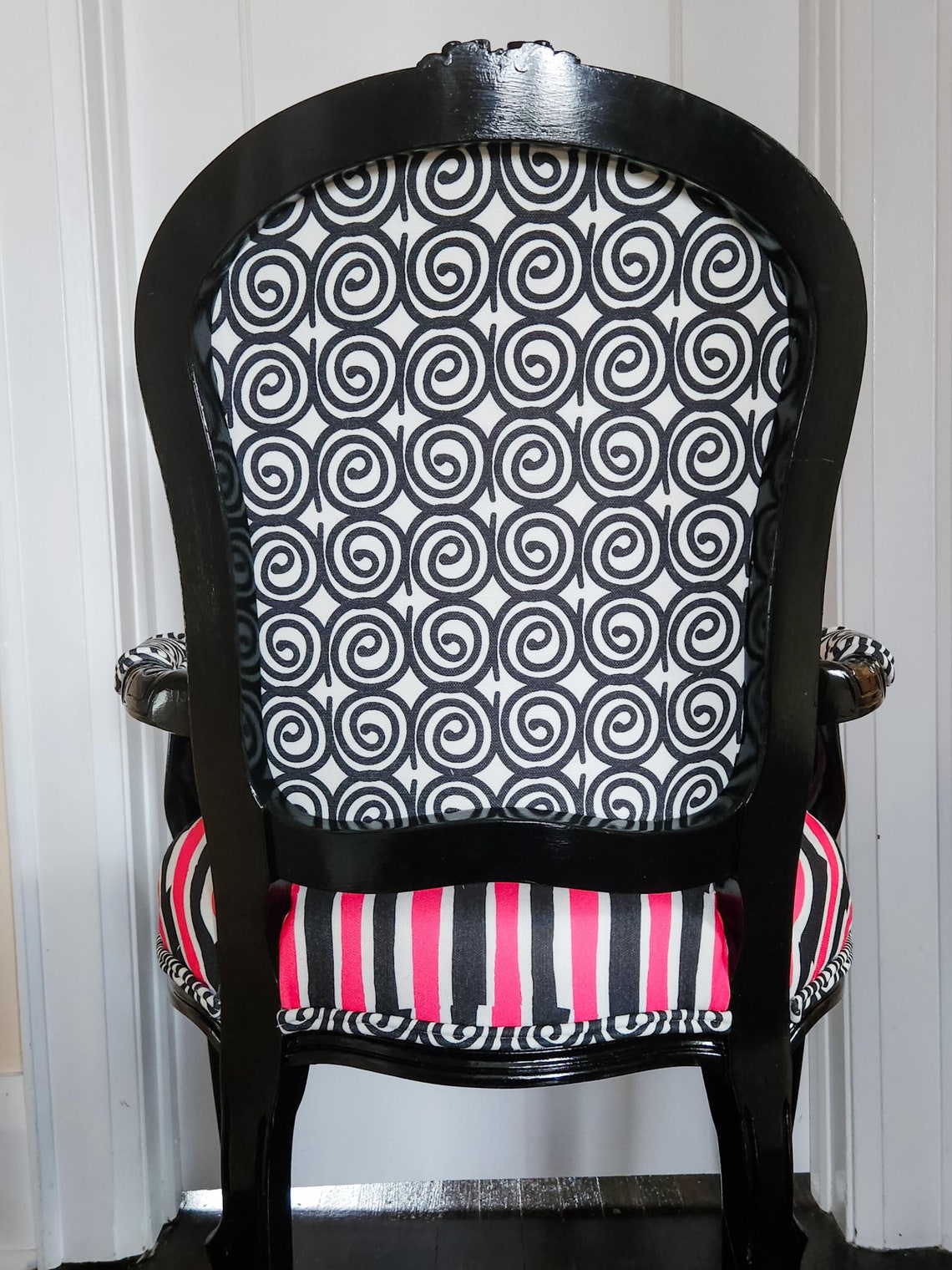 Sassy, Bold and Beautiful Black, White and Fuschia French Chair - Etsy