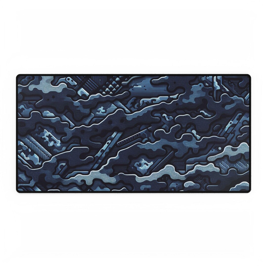 Navy Blue Camouflage Desk Mat, Blue Camo Desk Mat, Military Pattern ...
