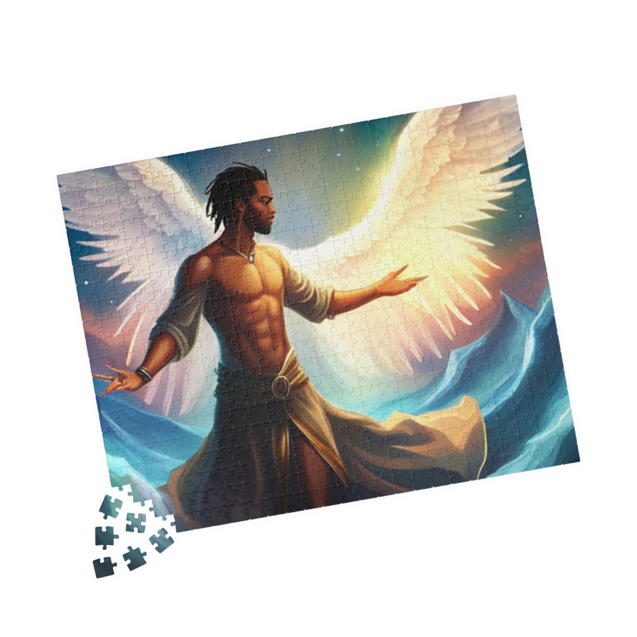 Puzzle 110, 252, 520-piece Angelic Ebony Man, Angel Man Puzzles ...
