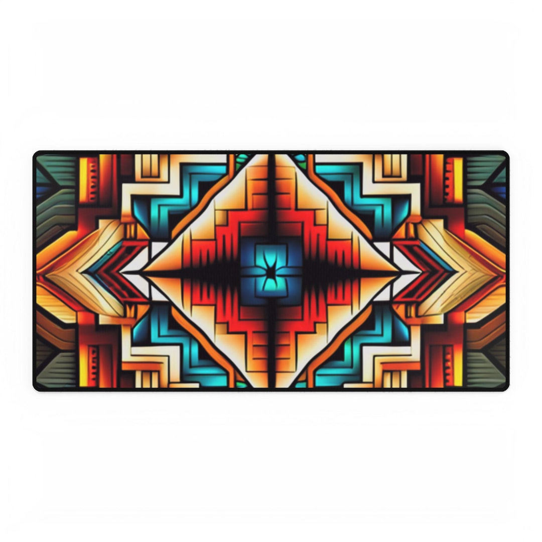 Native Desk Mat, Southwest Style Table Protector, Tribal Print Desk Pad ...