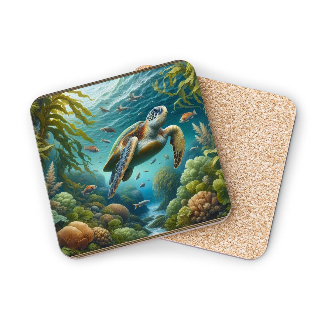 Sea Turtle Coasters - Coastal Vibes Drink Coasters for Ocean Lovers ...