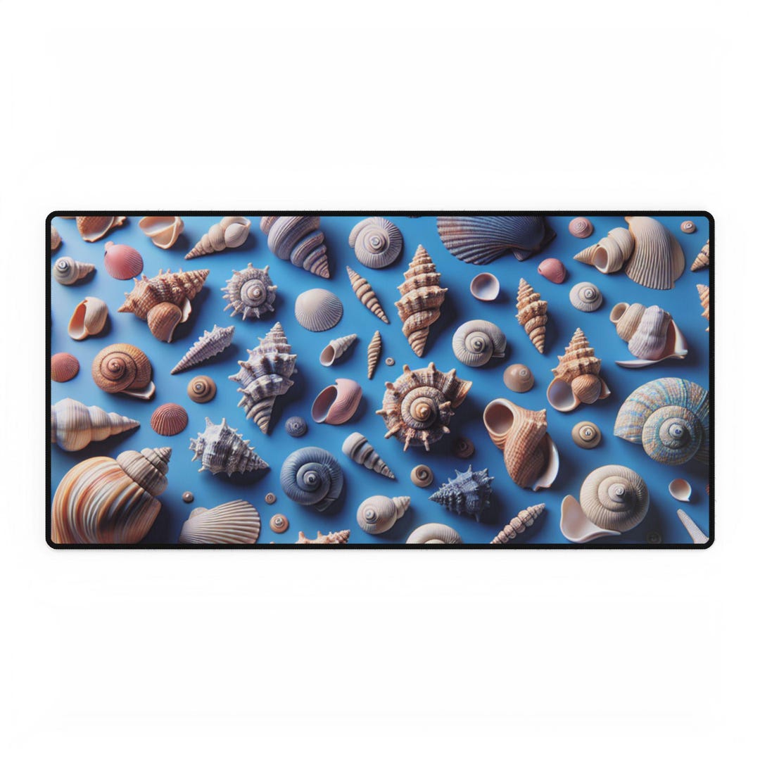 Seashells Desk Mat, Coastal Beach Office Decor, Nautical Computer Mouse ...