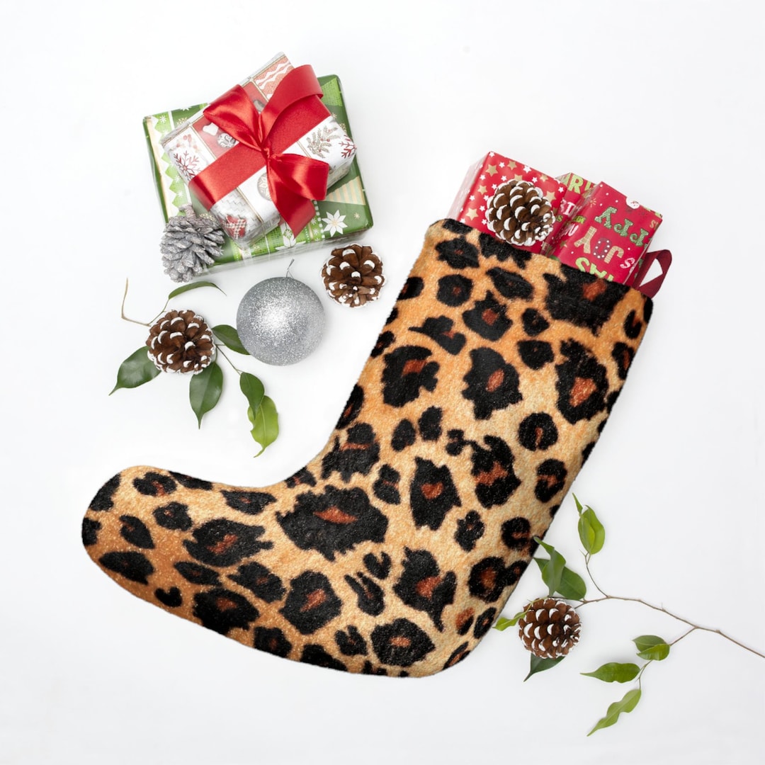 Leopard Fur Print Stockings, Holiday Decor, Christmas Decorations ...