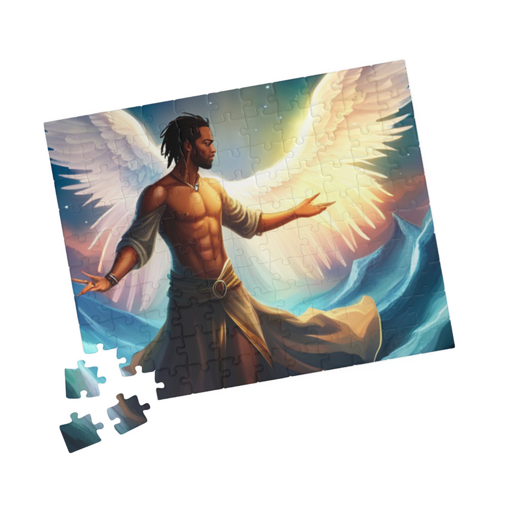Puzzle 110, 252, 520-piece Angelic Ebony Man, Angel Man Puzzles ...