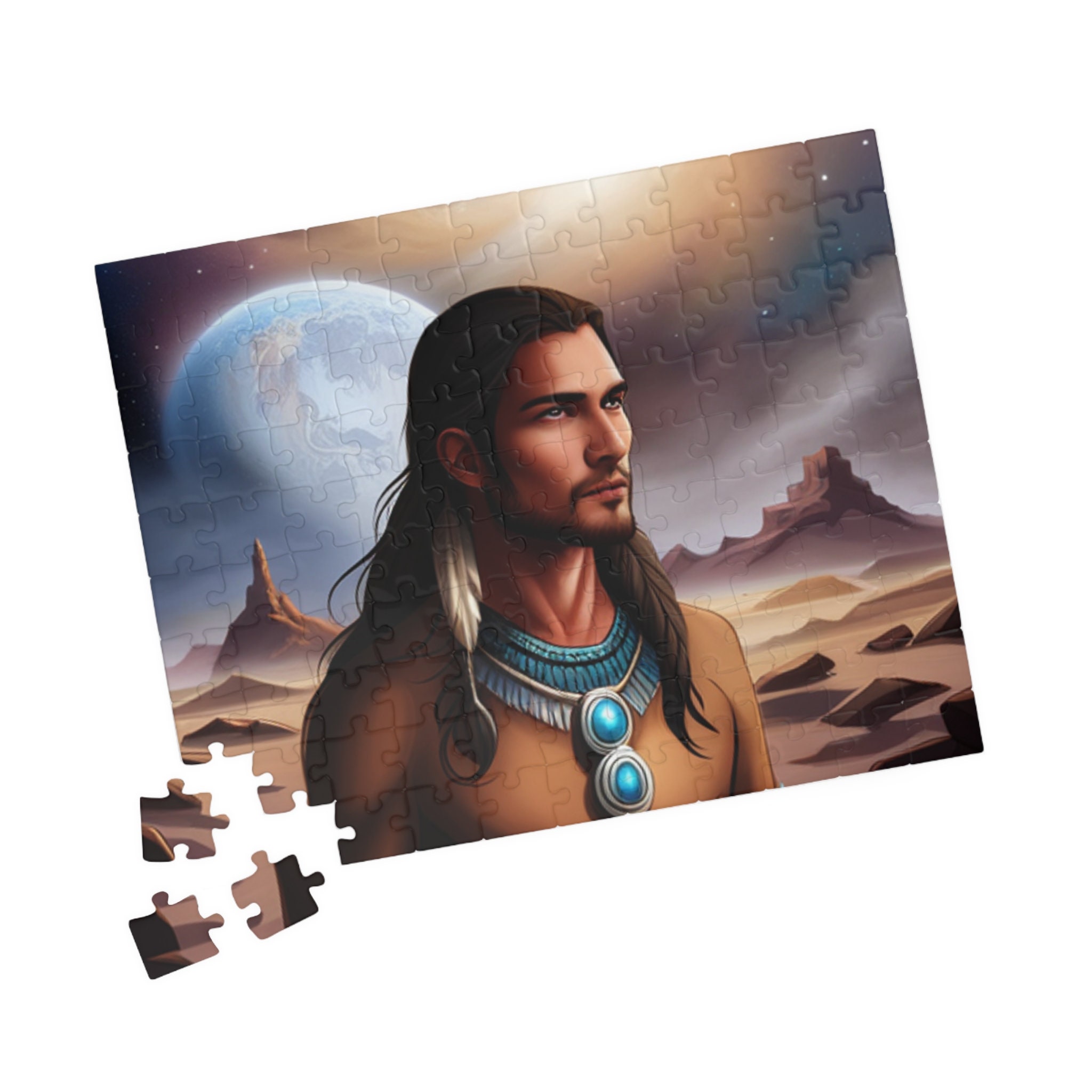 Puzzle 110, 252, 500 Piece Native American Man, Tribal Man Puzzle ...