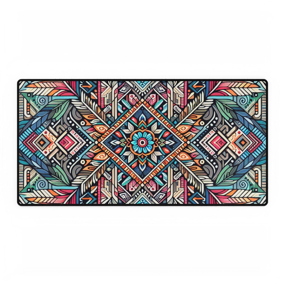 Tribal Desk Mat, Boho Mouse Pad, Aztec Table Mat, Ethnic Office Decor ...