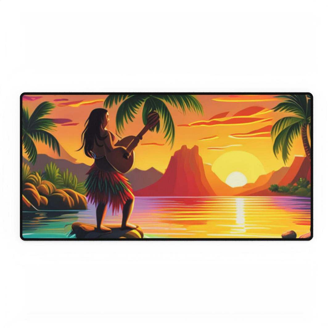 Hawaiian Desk Mat Tropical Office Decor, Floral Desk Blotter, Desk Pad ...