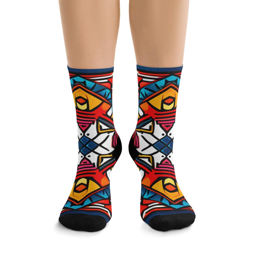 Tribal Socks, Native American Pattern Footwear, Ethnic Anklets, Boho ...