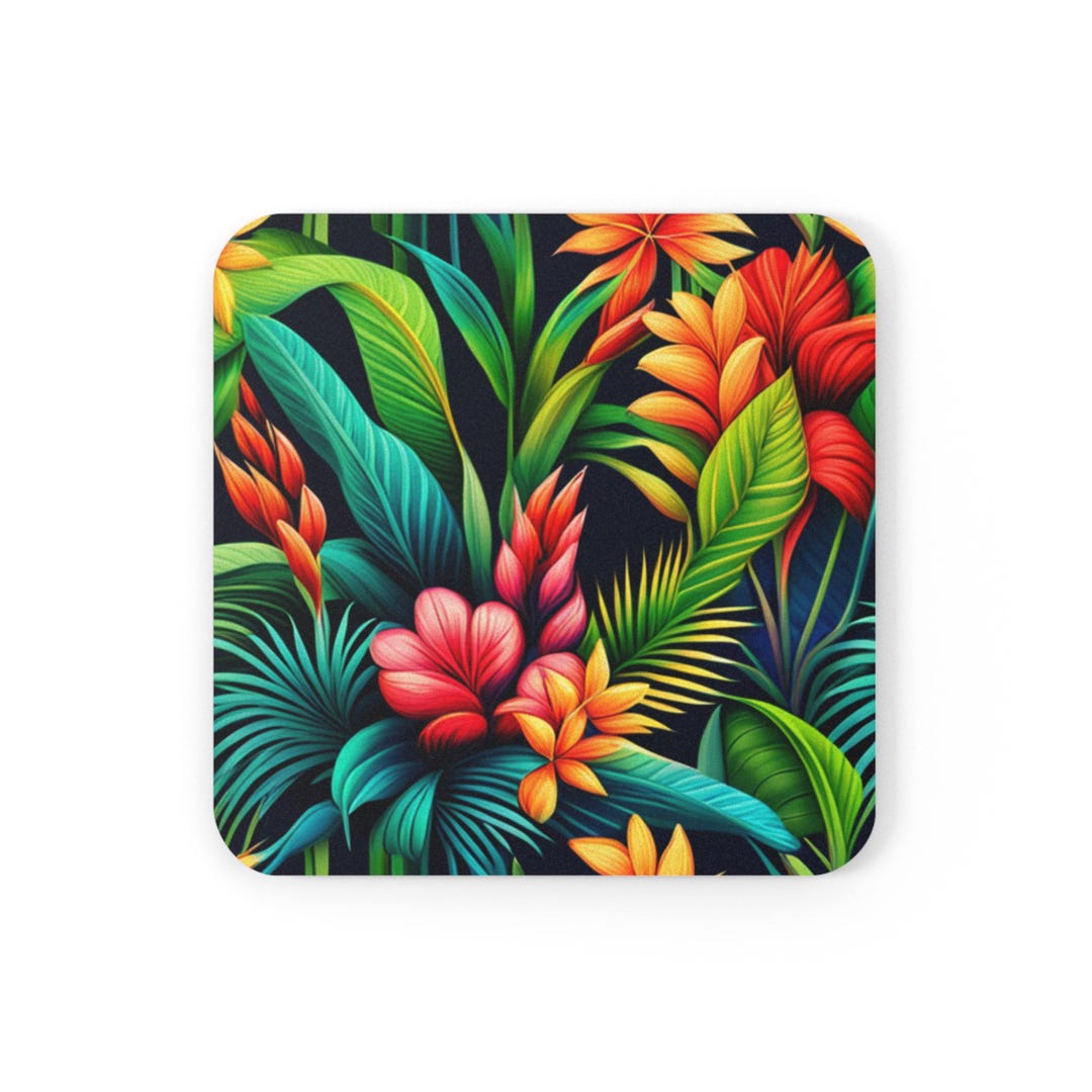 Tropical Coaster, Summer Drink Coaster, Hawaiian Coaster, Palm Tree ...