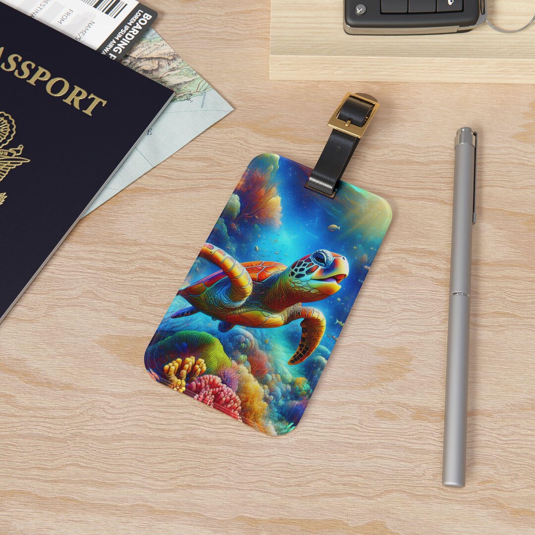 Sea Turtle Luggage Tag - Tropical Ocean Travel Accessories, Beach ...