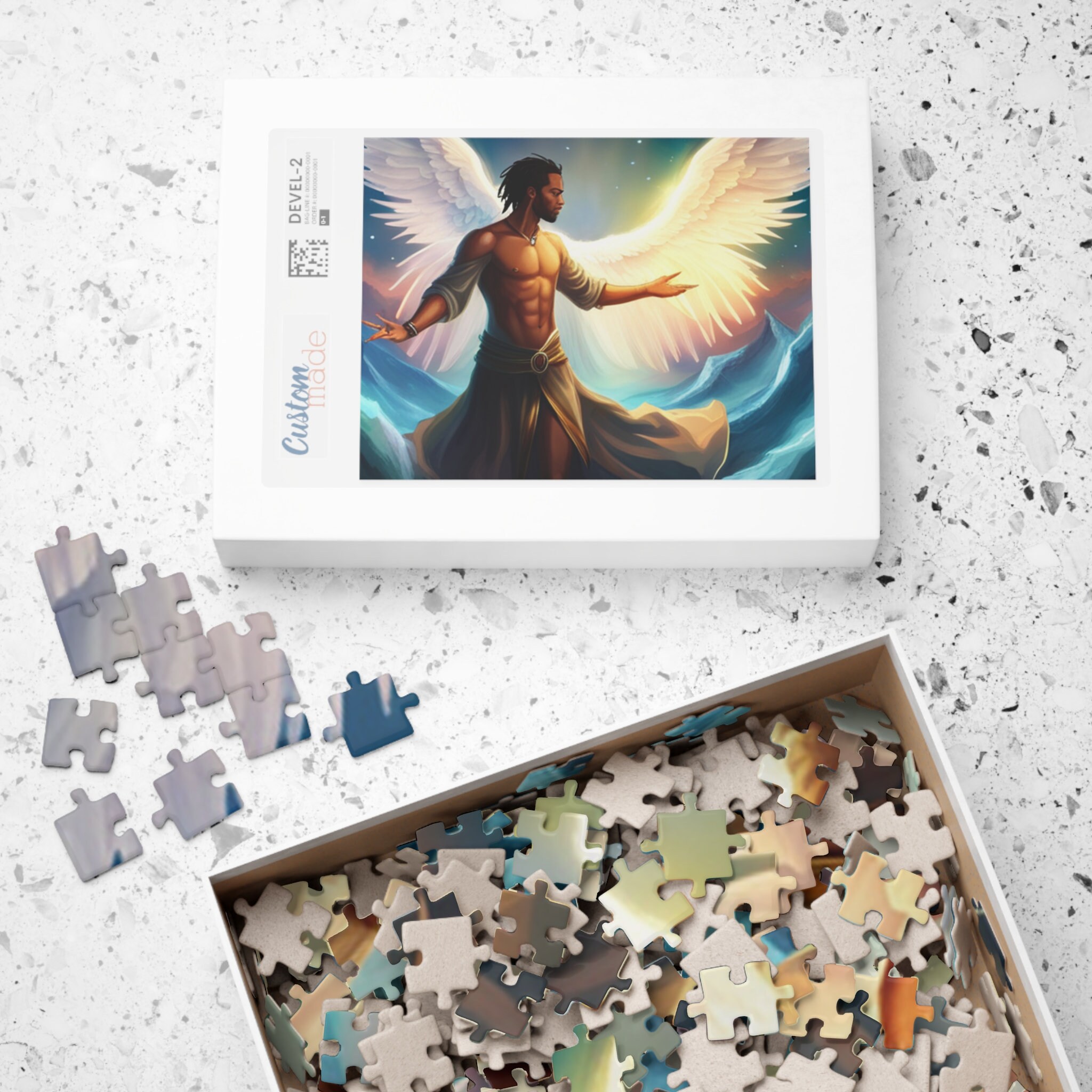 Puzzle 110, 252, 520-piece Angelic Ebony Man, Angel Man Puzzles ...