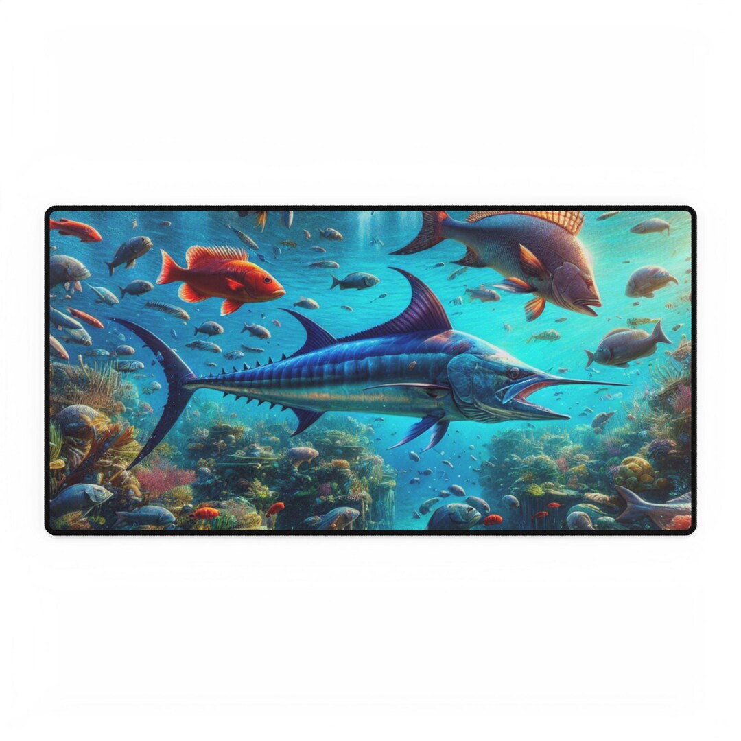 Ocean Themed Desk Mat, Underwater Marine Life Desk Pad, Office Decor ...
