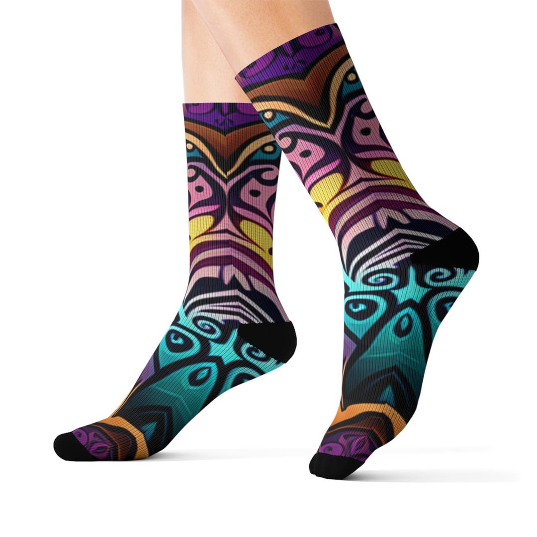 Native Sublimation Socks, Tribal Print Footwear, Unique Patterned Sock ...