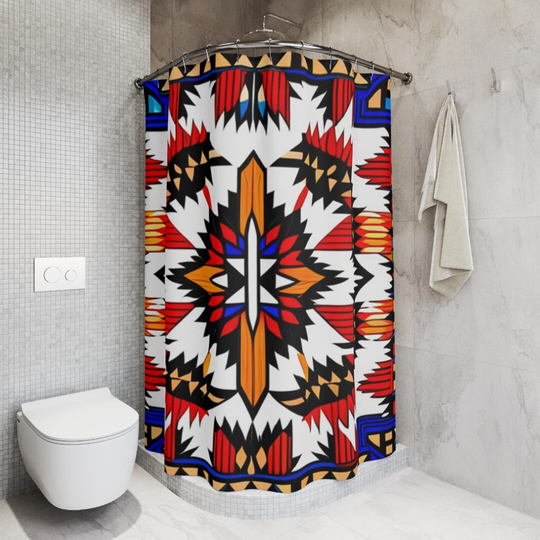 Southwestern Geometric Pattern Shower Curtain | Native Inspired - Etsy