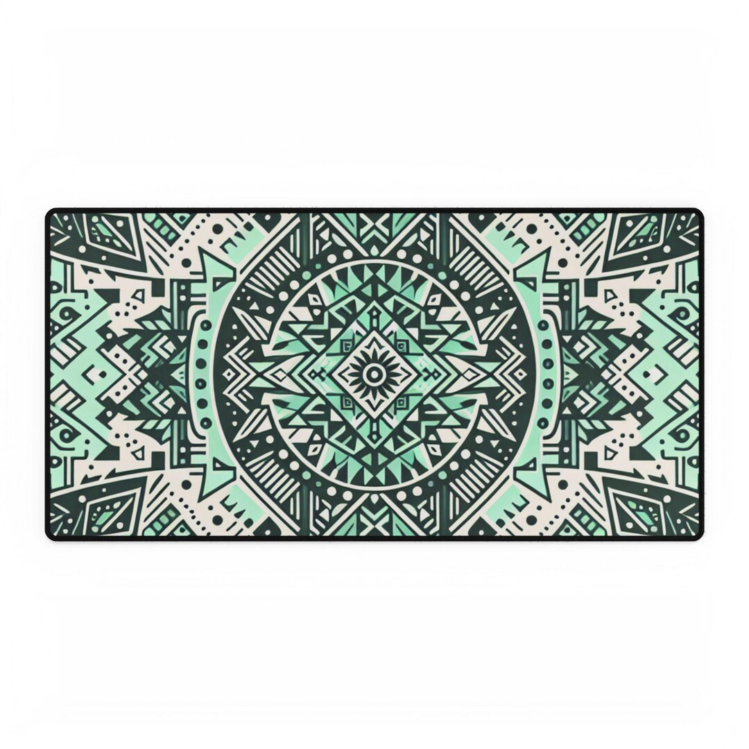 Mint Green Tribal Desk Mat, Boho Work Mat, Green Office Desk Pad, Cute ...