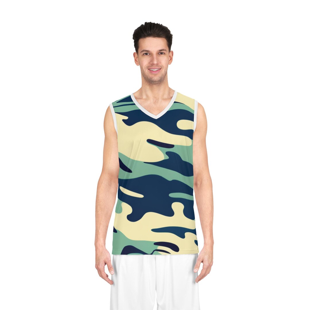 Blue Camo Basketball Jersey - Cool Sports Apparel, Athletic Uniform ...