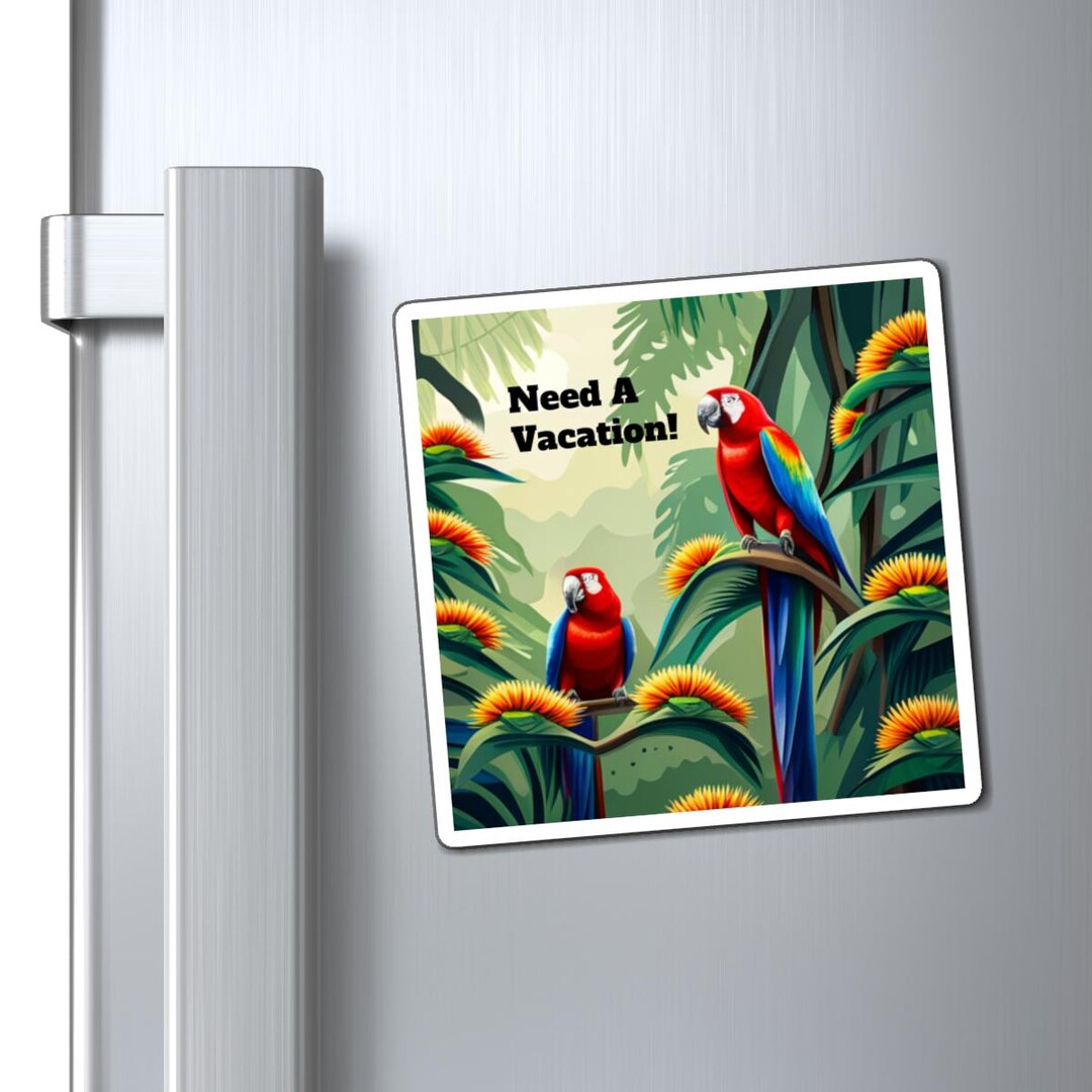 Tropical Parrot Magnet - Colorful Bird Fridge Magnet, Fun Kitchen Decor ...