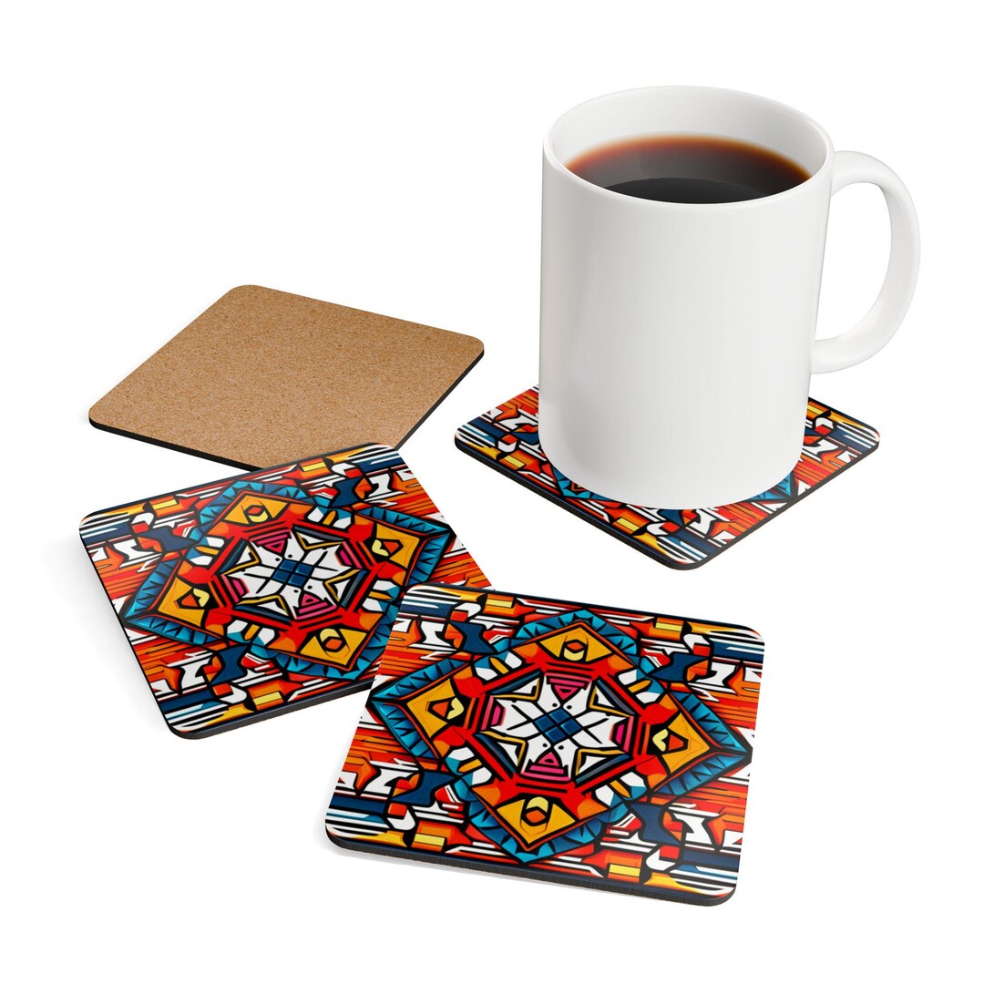 Southwestern Coaster Set, Indigenous Coasters, Tribal Design Drink ...