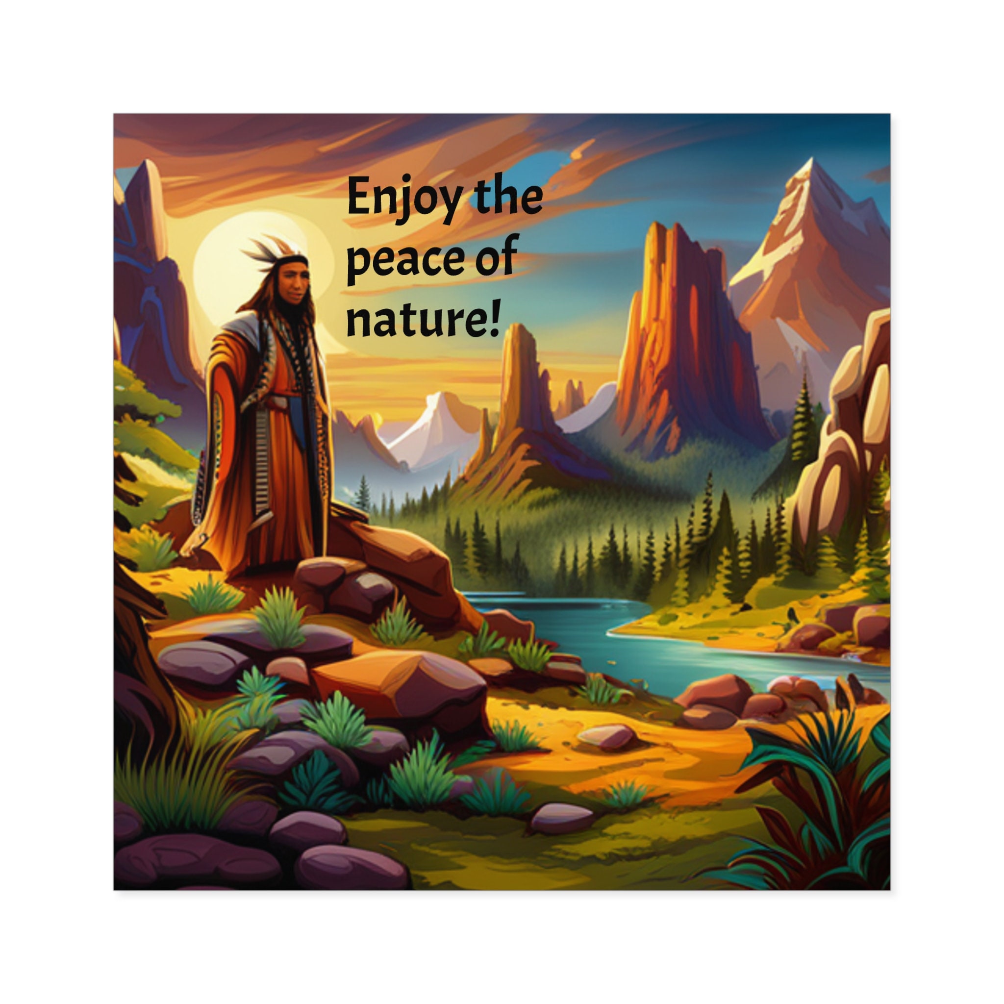 Square Stickers, Indooroutdoor, enjoy the Peace of Nature, Native Theme ...
