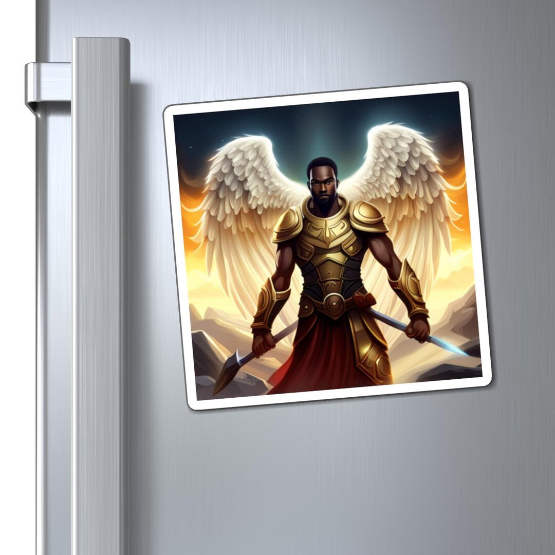 Angel Magnets, African American Ebony Warrior Fridge Magnet, Religious ...