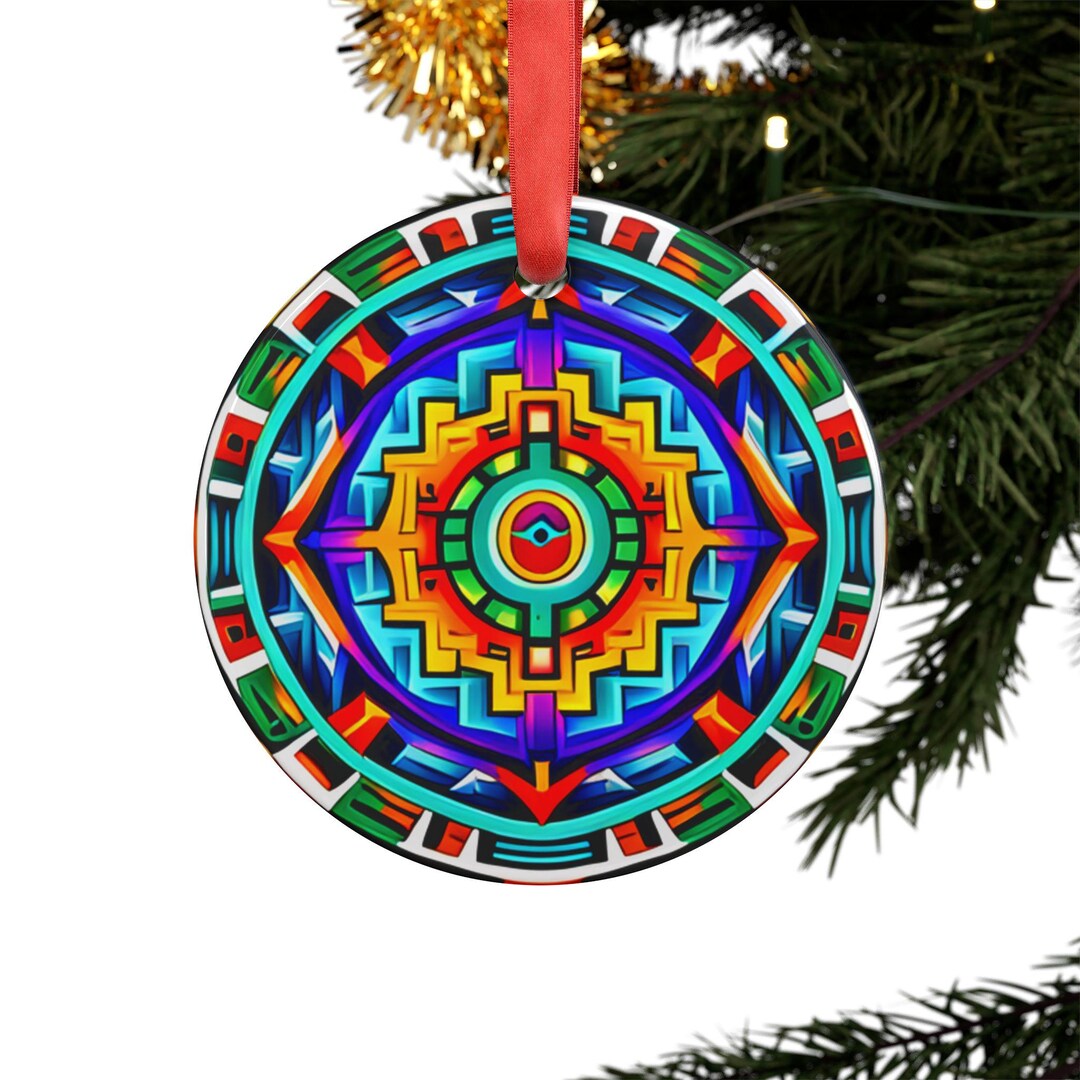 Acrylic Ornament: Aztec Design, Boho Christmas Tree Decoration ...