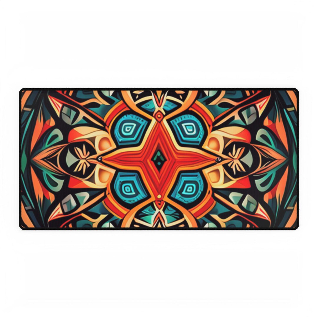 African Design Desk Mat, Ethnic Tribal Office Decor, African Print ...