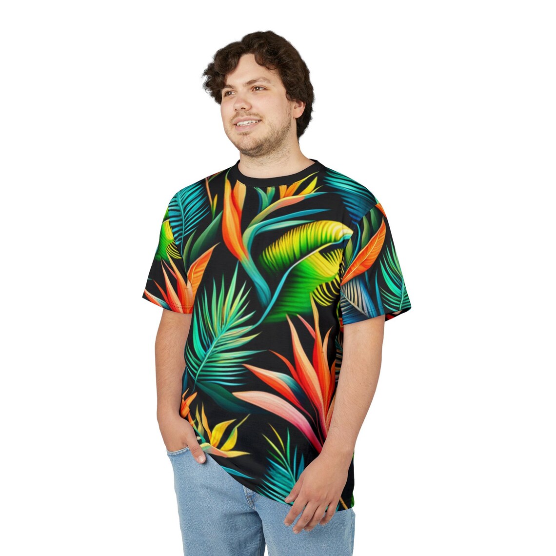 Hawaiian Shirt, Aloha Print Tee, Tropical Beach Tshirt, Floral Summer ...