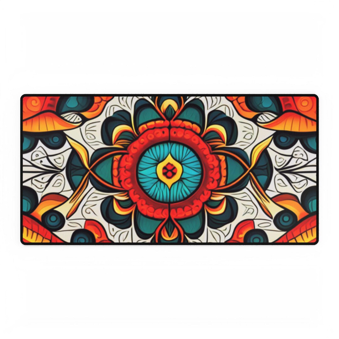 Tribal Desk Mat - Bohemian Workspace Decor, Aztec Desk Pad, Geometric ...