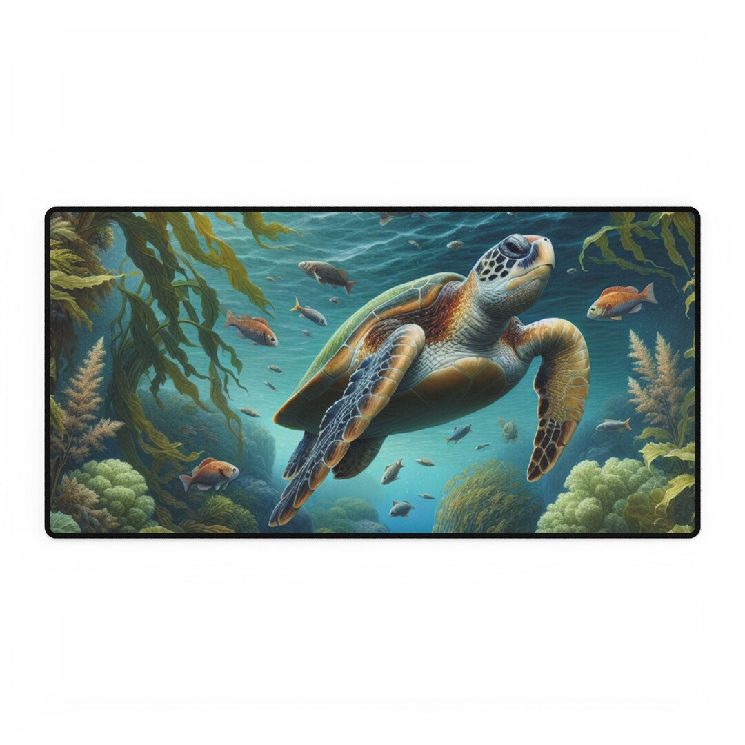 Ocean Turtle Desk Mat | Marine Life Desk Pad, Office Decor, Gift for ...