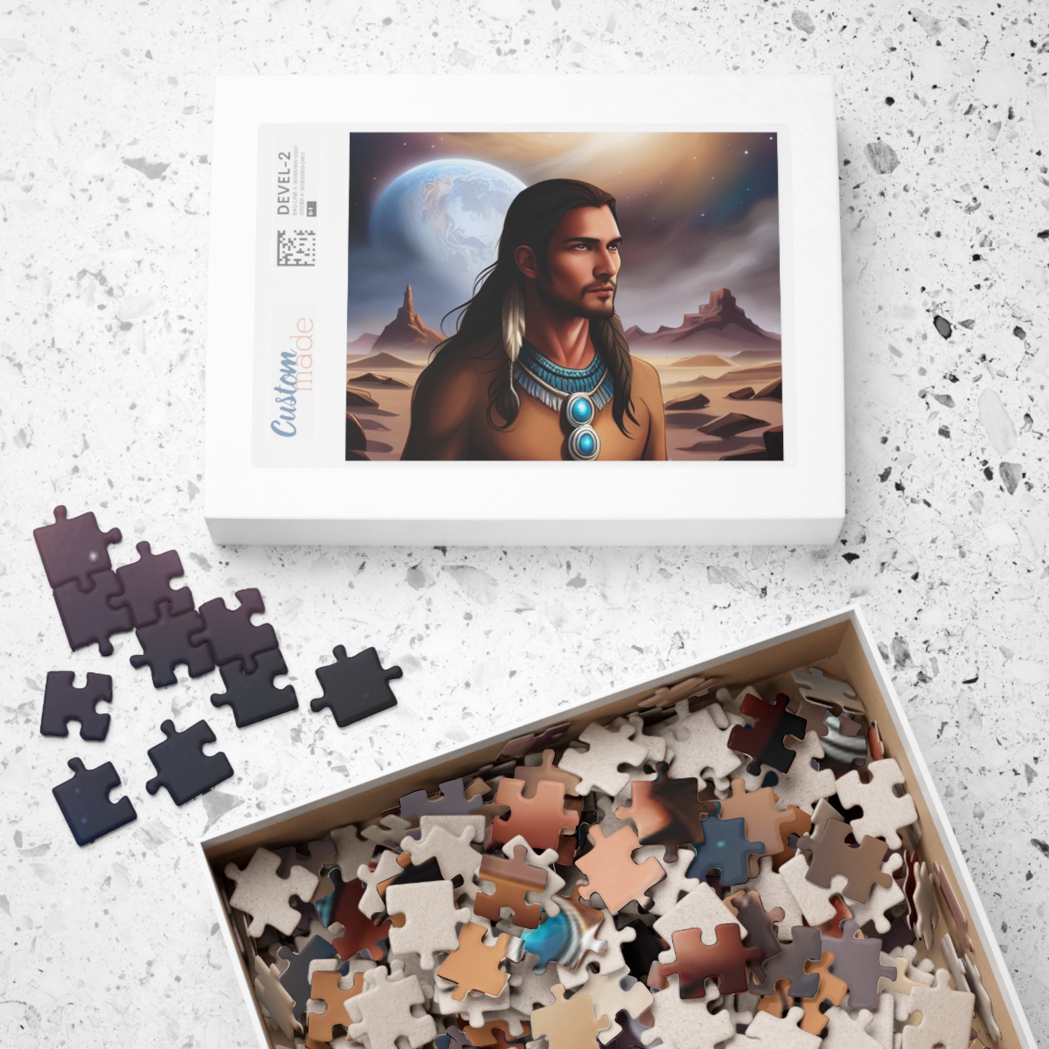 Puzzle 110, 252, 500 Piece Native American Man, Tribal Man Puzzle ...