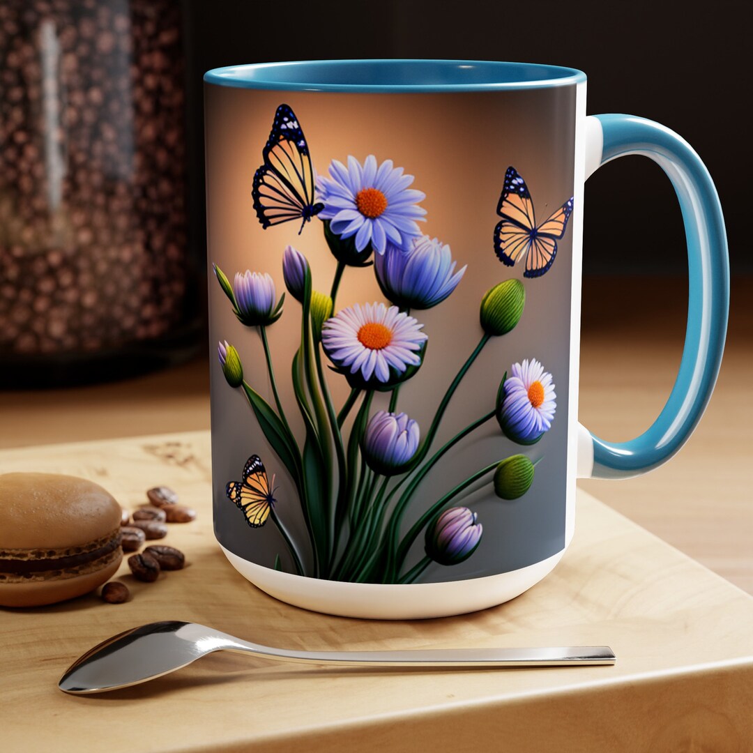 Flowers and Butterfly Mugs, Flower Lover Mugs, Butterfly Lover Mugs ...