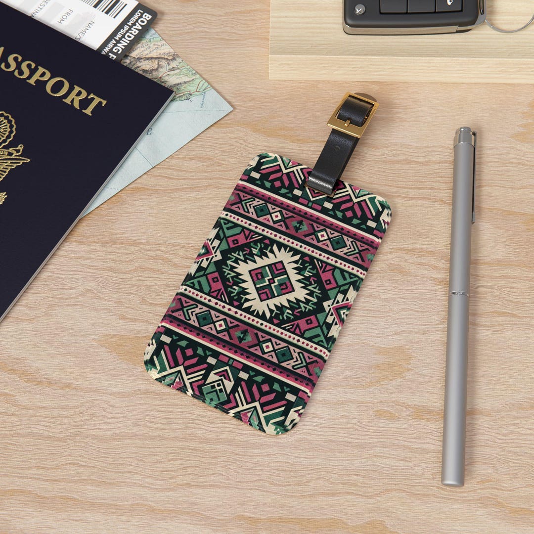 Southwestern Luggage Tag - Travel Baggage Identifier, Suitcase Name Tag ...